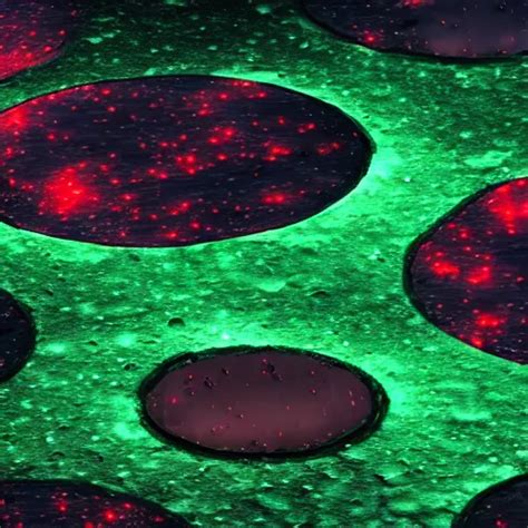 Moon Landscape Red Lights On The Sides Green Lights Stable