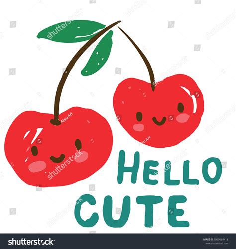 Hand Drawn Cute Cherry Vector Illustration Stock Vector Royalty Free