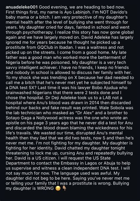 Davido Denies Paternity Claim As Anu Adelekes Mother Releases Alleged Dms Olorisupergal