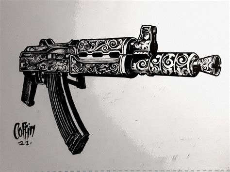 G59 Ak Tattoo Ak47 Drawing Ak47 Draco Drawing