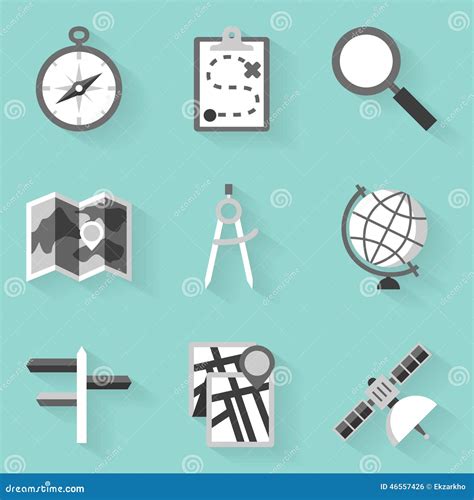 Flat Icon Set Navigation Stock Vector Illustration Of Design