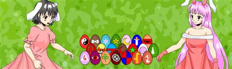 Reisen And Tewi Looking At Easter Eggs My Easter Banner Entry Rtouhou