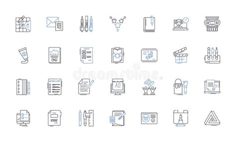 Graphic Formatting Line Icons Collection Alignment Contrast Composition Typography