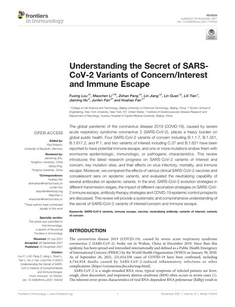 Pdf Understanding The Secret Of Sars Cov 2 Variants Of Concern