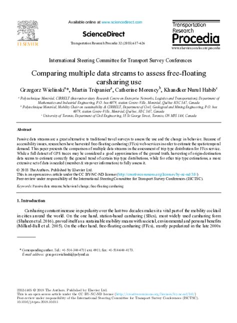 Pdf Comparing Multiple Data Streams To Assess Free Floating Carsharing Use