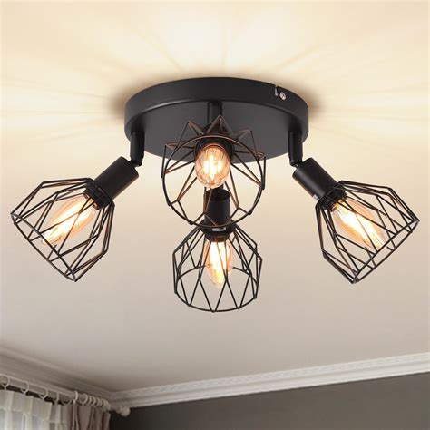 Anwio Kitchen Lights Ceilinground 4 Way Black Lounge Wall Lights Wire