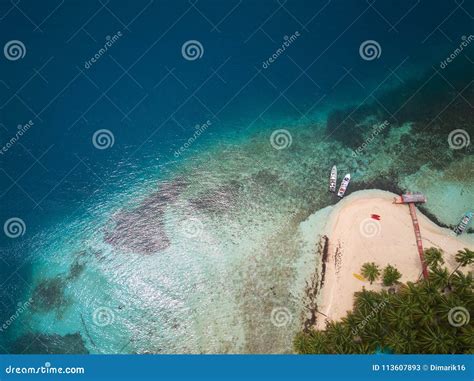 Beach With Small Pier Stock Image Image Of Blue Beach 113607893