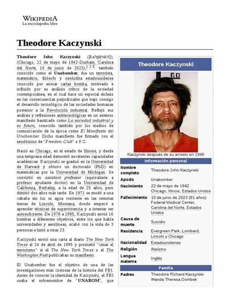 Theodore Kaczynski Pdf