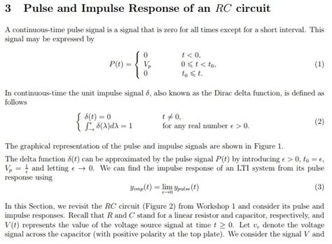 Solved Pulse And Impulse Response Of An RC Circuit A Chegg