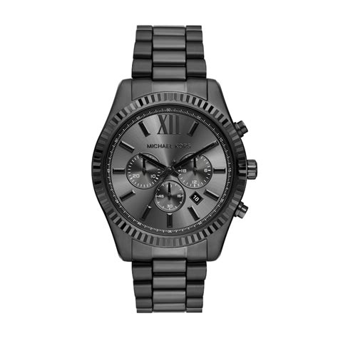 Michael Kors Lexington Mens All Black Chronograph Dial And Stainless