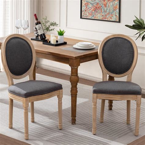 Soarflash Linen French Dining Chairs Set Of 2 Vantage
