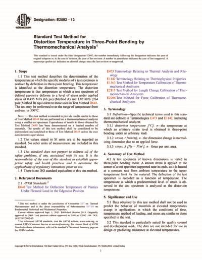 Astm E2092 13 Standard Test Method For Distortion Temperature In