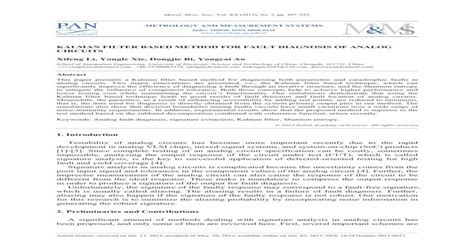 pdf kalman filter based method for fault diagnosis of analog circuits