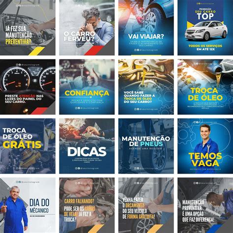 Pack Canva Oficina Mecânica Mecânico Template Canva 40 Artes Bônus
