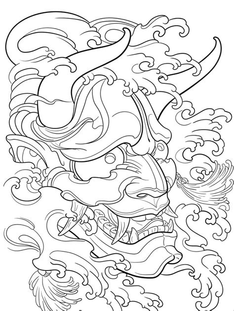 Japanese Masks Tattoos Outlines