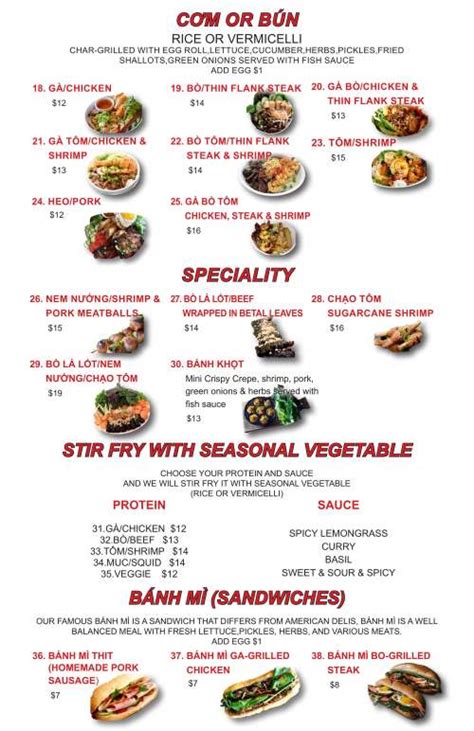 Pho Son Menu In Burlington Vermont Usa