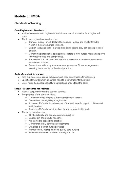 Module 3 Nmba Module 3 Nmba Standards Of Nursing Core Registration