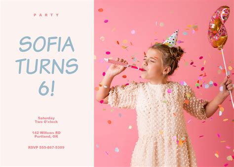 Sofia Turns 6 Customizable Invitation Template Shutterstock