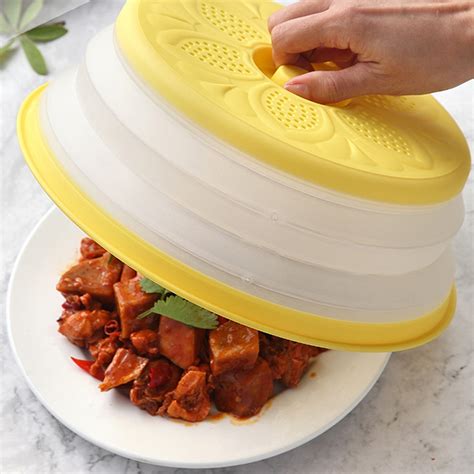 Vented Collapsible Microwave Splatter Cover For Food Kitchen Dish Bowl