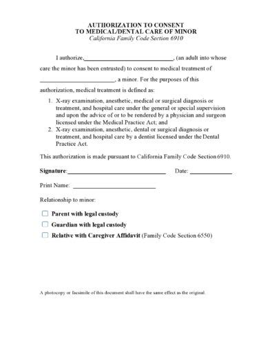 43 Printable Medical Consent Forms For Minor Free