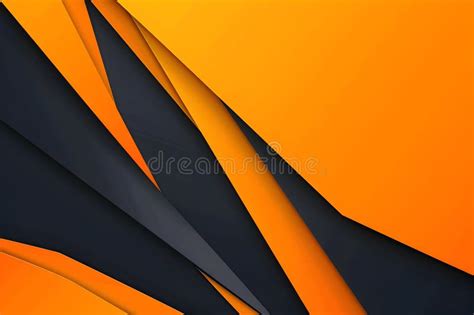 Abstract Design Featuring Dynamic Orange And Black Geometric Shapes And Layers Stock