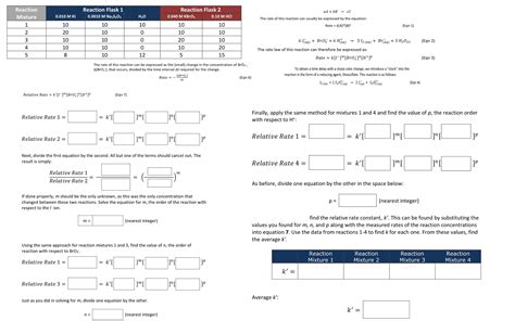 Fill In The Table In With The Reaction Rate Data
