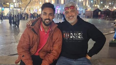 Pics Ajith Kumar Hangs Out With Actor Arav On Vidaa Muyarchi Sets In