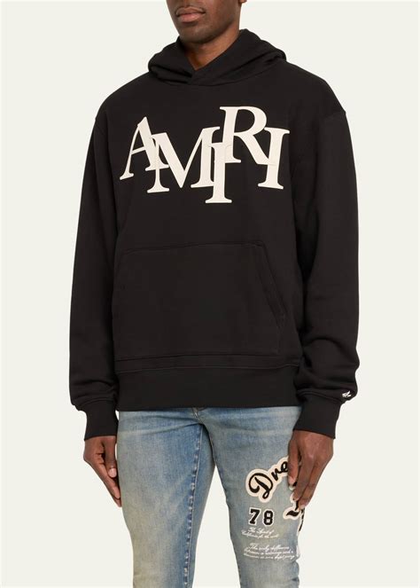 Amiri Mens Staggered Logo Hoodie Bergdorf Goodman