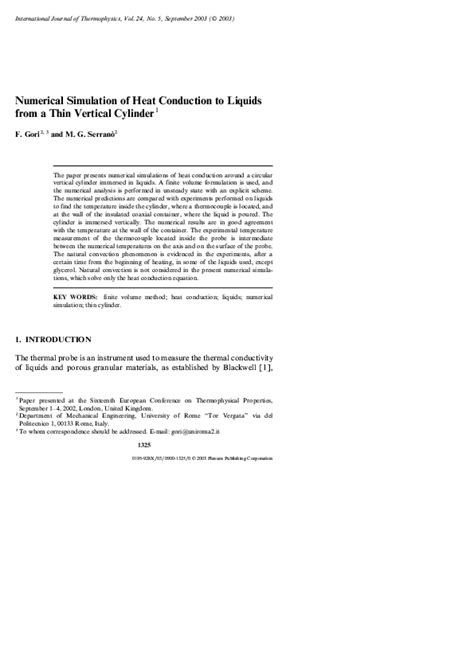 pdf numerical simulation of heat conduction to liquids from a thin