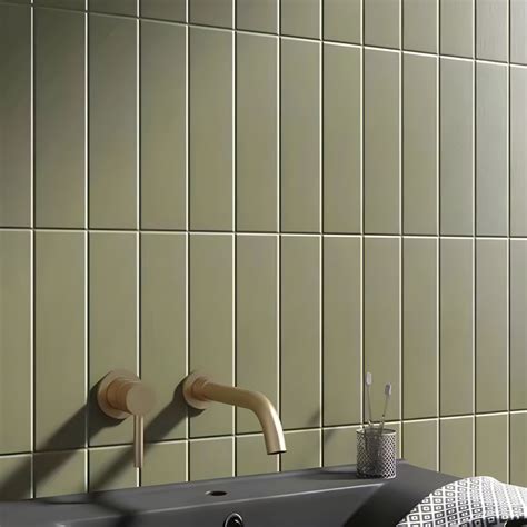 Contemporary Floor And Wall Tile Glazed Rectangle Porcelain Material 396 Pieces Green Floor