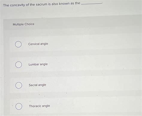 Solved The Concavity Of The Sacrum Is Also Known As