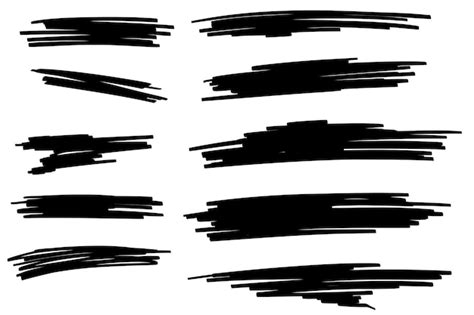 Premium Vector Hand Drawn Marker Streak Line Stroke Set Highlight