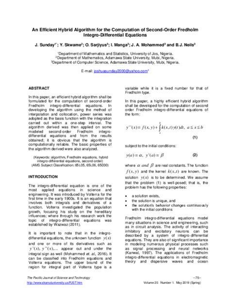 Pdf An Efficient Hybrid Algorithm For The Computation Of Second Order