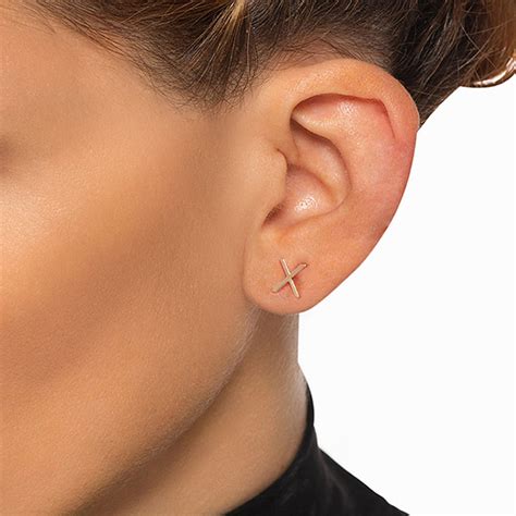 X Earrings In Solid Gold Talu Rockngold