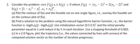 Solved Consider The Problem S T Where And A Plot Chegg Com