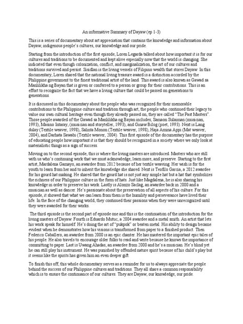 An Informative Summary Of Dayaw Pdf Philippines