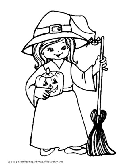 Halloween Witch Coloring Pages Halloween Witch With A Broom
