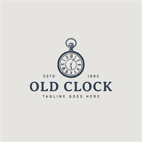 Antique Clock Logo Sketch Vintage Clock Stock Illustration