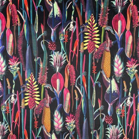 Printed Velvet Upholstery Fabric Royal Palm Midnight