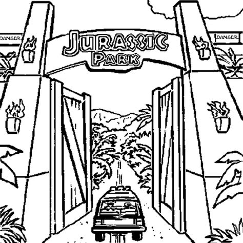 Jurassic Park Gate Coloring Page Coloring Pages