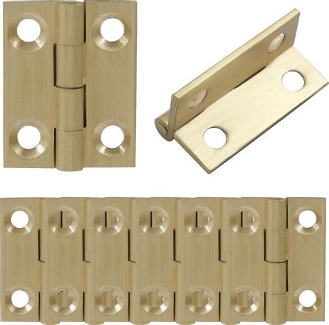Murtenze 8 Pcs 1 Inch Mini Solid Brass Hinges，brass Cabinet Hinge Small Box Hinges Butt Hinge