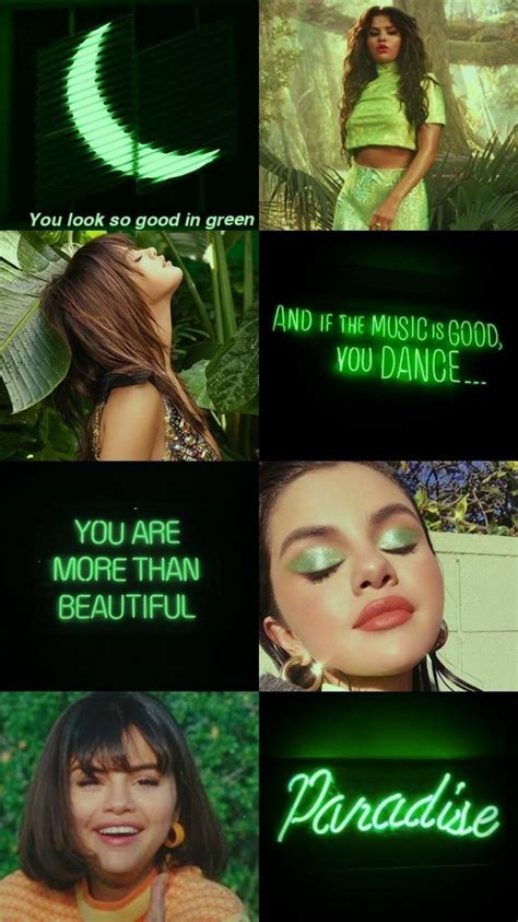 Green Selena Asthetic Selena Gomez Pictures Selena Gomez Photoshoot
