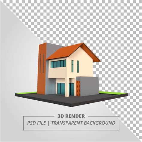 Premium Psd Modern Vintage House 3d Render Isolated Images