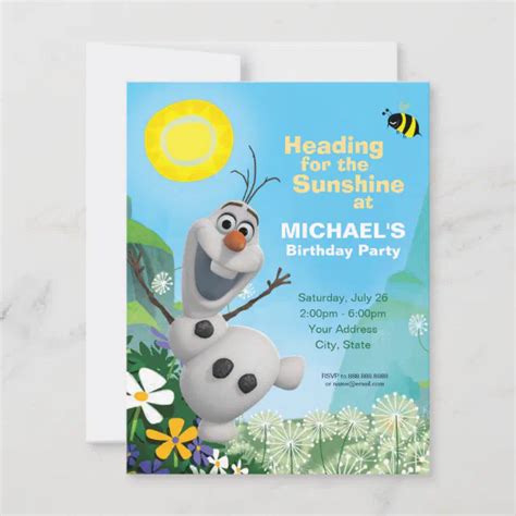 Frozens Olaf Summer Birthday Party Invitation Zazzle