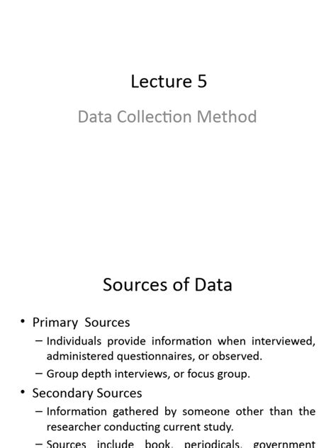 Lecture 5 Data Collection Method Pdf Survey Methodology Sampling Statistics