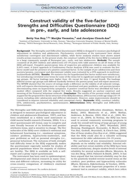 sdq 3 pdf factor analysis psychology