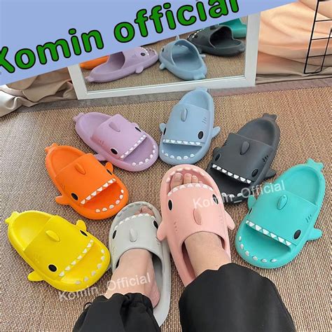 Jual [bebas Ongkir] Komin Sendal Hiu Dewasa Cartoon Sandal Hiu Wanita Anti Slip Empuk Sendal