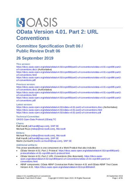 Fillable Online Docs Oasis Open Odata Version 401 Part 2 Url