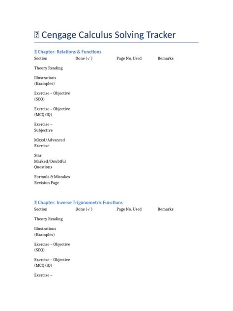 Cengage Calculus Solving Tracker Pdf Integral Function Mathematics