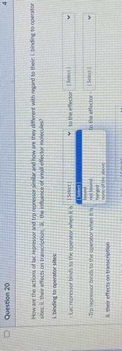 Solved 2 Trp Repressor Binds To The Operator Iii
